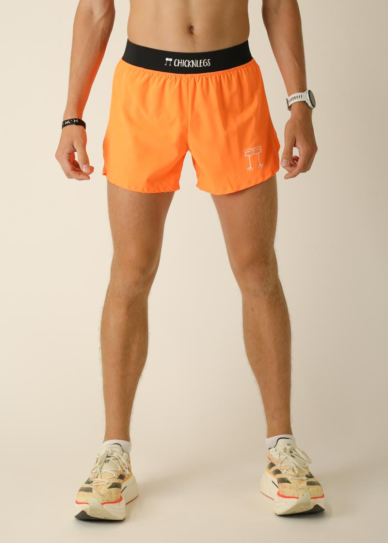 Men's Neon Orange 4" Half Split Shorts – ChicknLegs