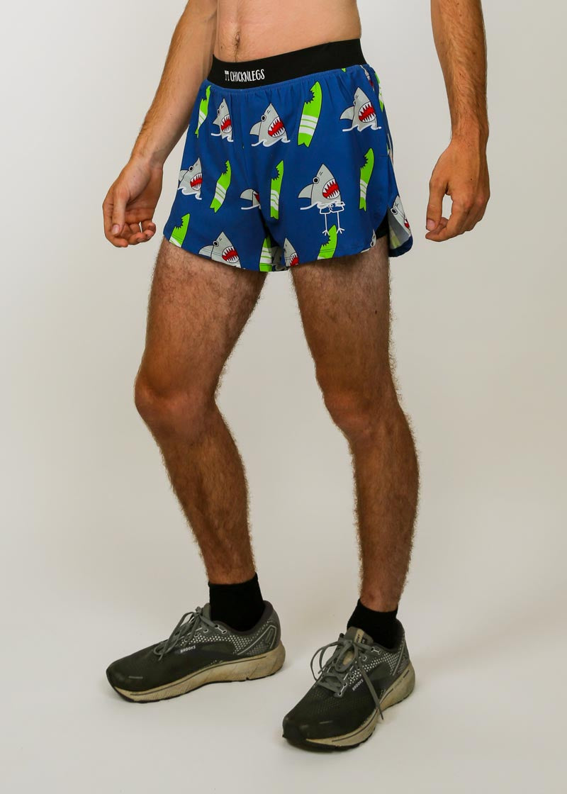 Men's Blue Sharks 4" Half Split Shorts – ChicknLegs