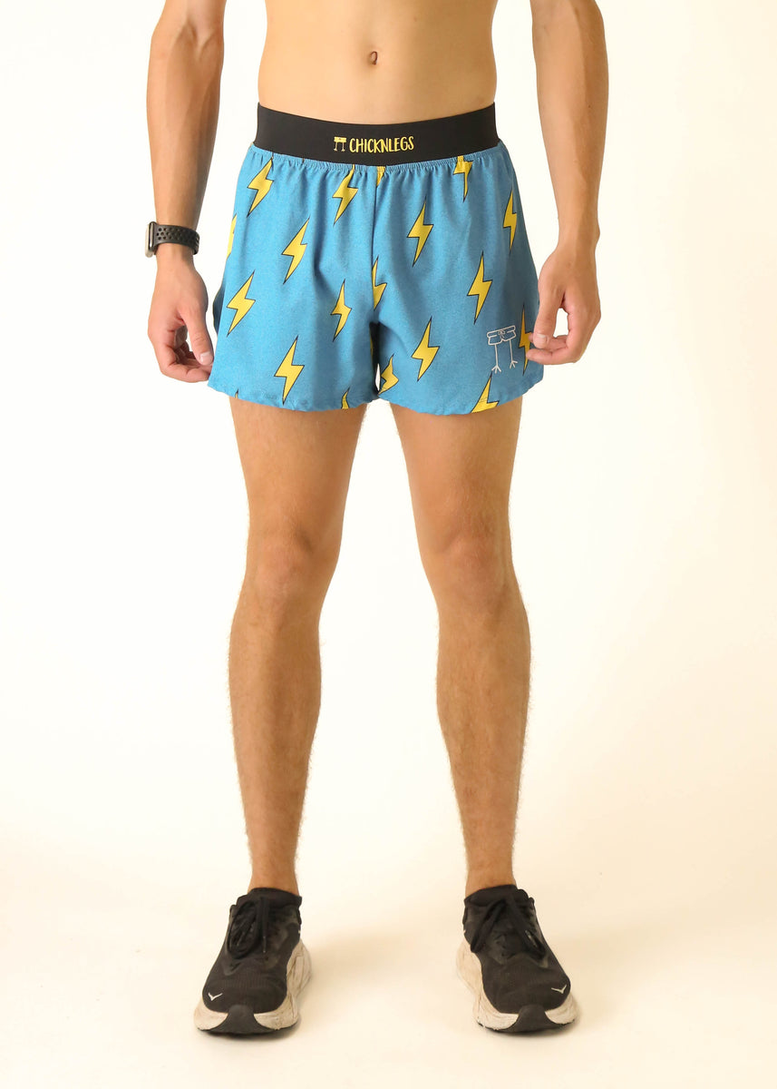 Men's Blue Bolts 4" Half Split Shorts – ChicknLegs
