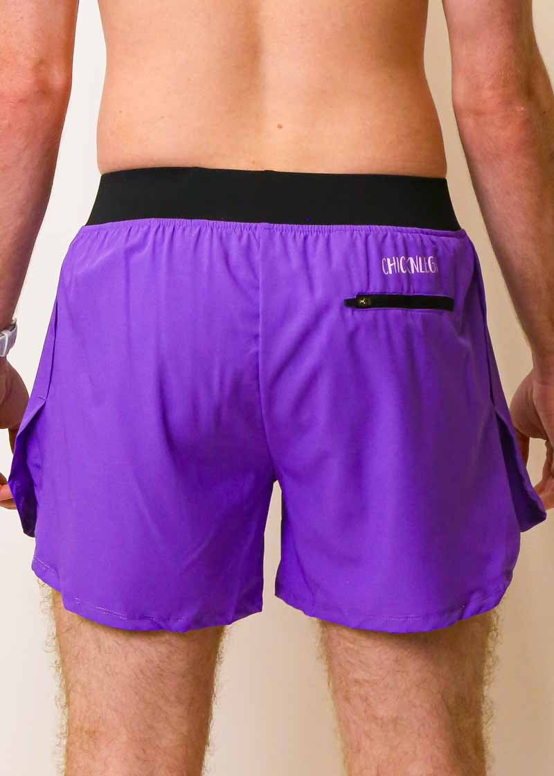 Mens Purple 4 Half Split Shorts Chicknlegs