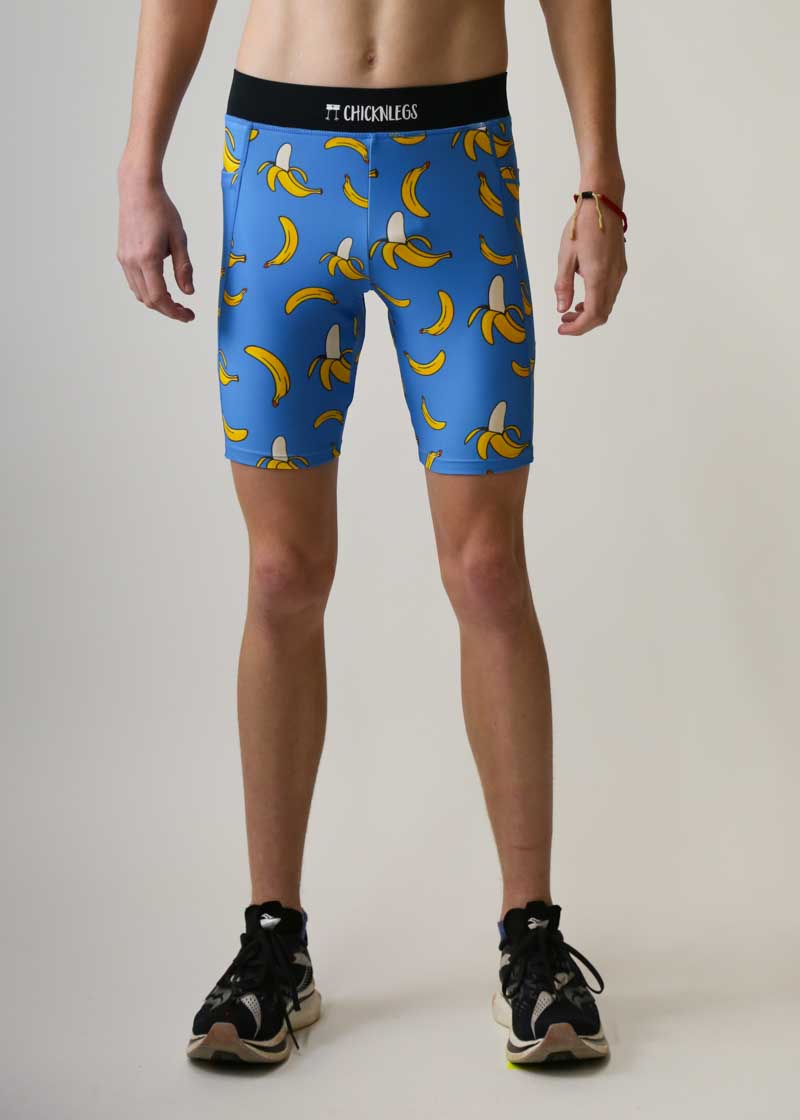 Men's Blue Bananas 8" Half Tights – ChicknLegs