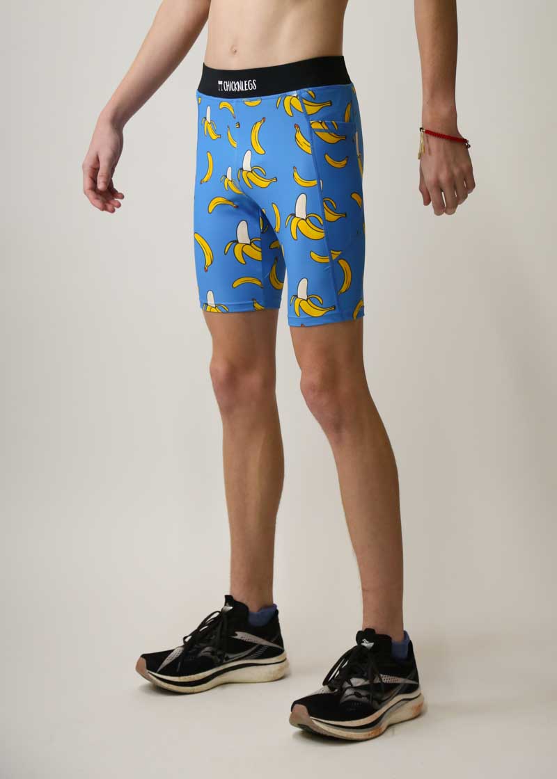 Men's Blue Bananas 8" Half Tights – ChicknLegs