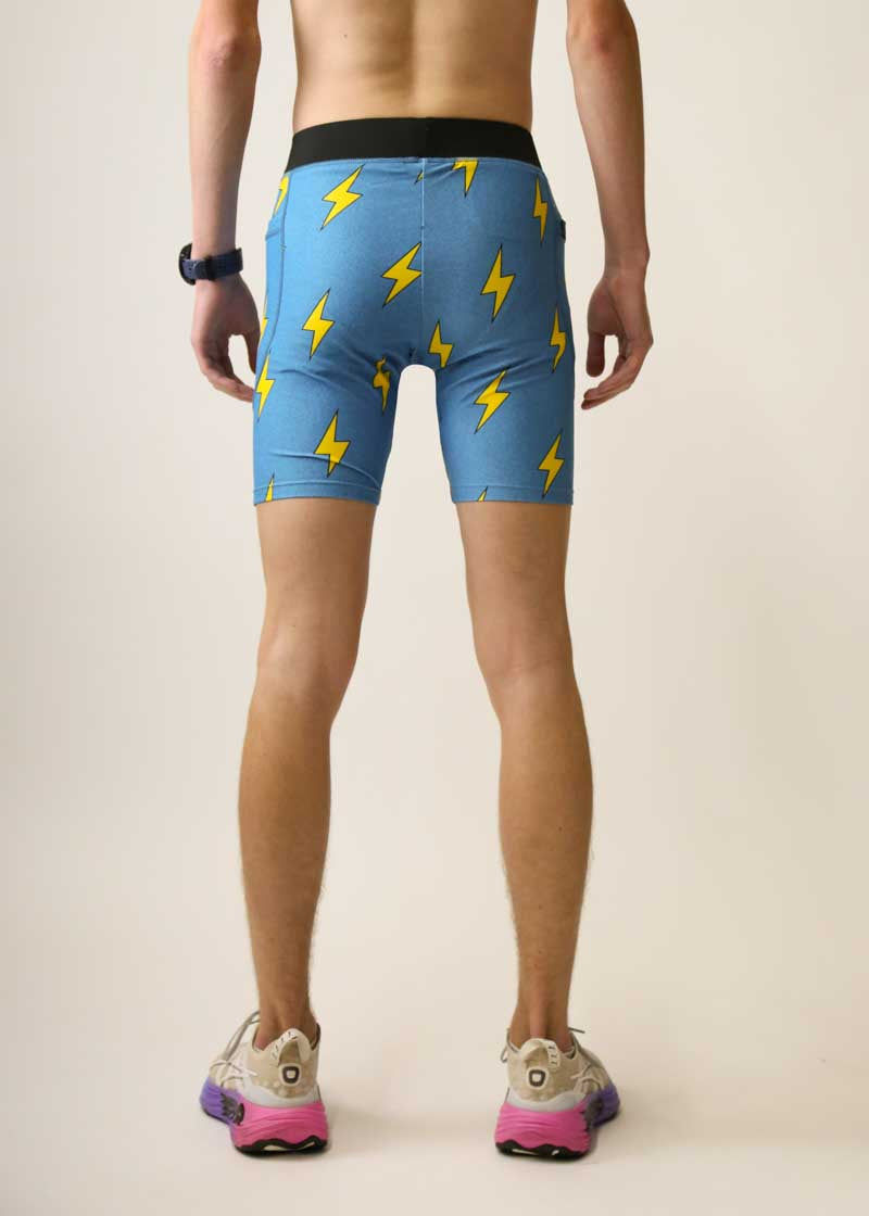 Men's Blue Bolts 8" Half Tights – ChicknLegs