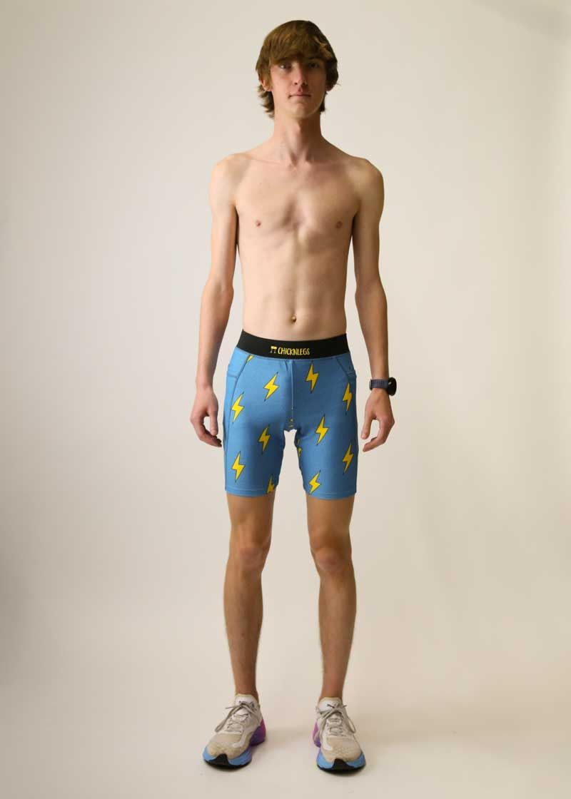 Men's Blue Bolts 8" Half Tights – ChicknLegs